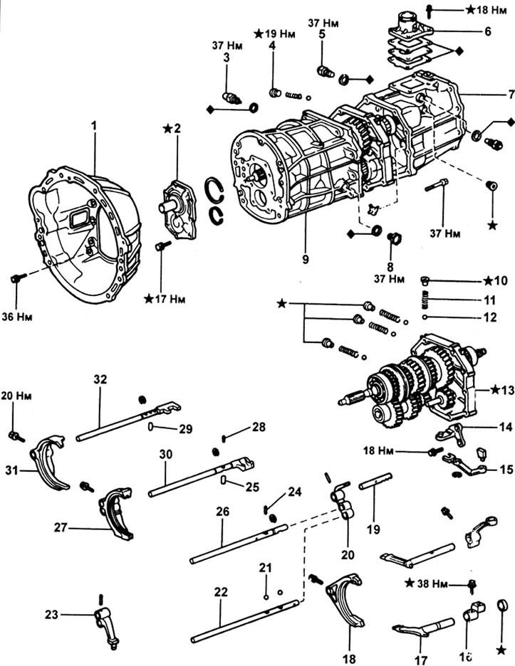 Disassembly and assembly of gearboxes R150F and R151F (Toyota Cruiser ...